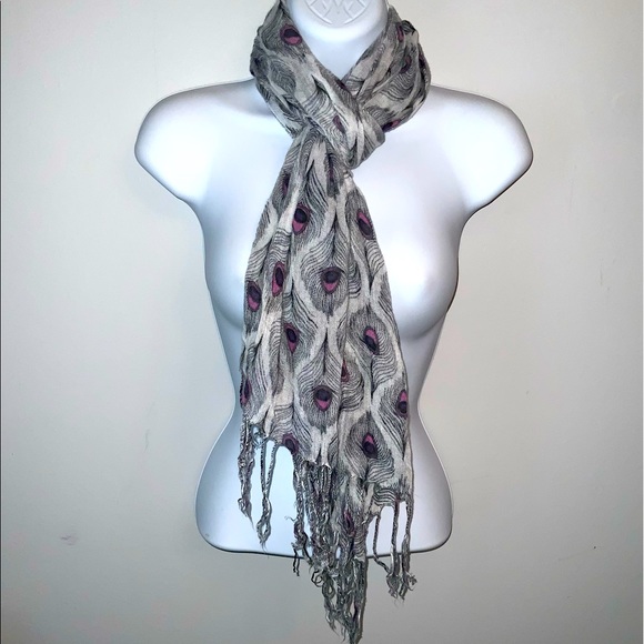 Vintage | Accessories | Vintage Boho Black Purple Fringed Peacock ...